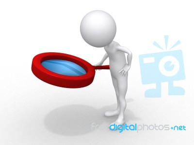 3d Man Holding Magnifier Stock Image - Royalty Free Image ID 10060164