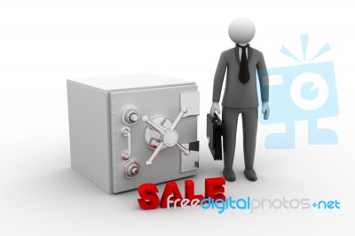 3d Man Wearing A Tie Sitting On A Safe Stock Image - Royalty Free Image ...