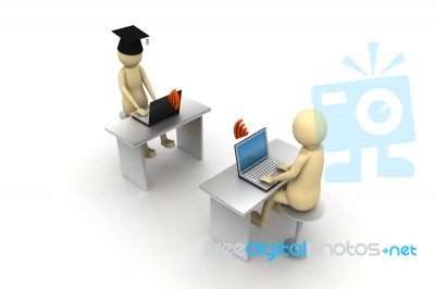 3d Men E Learning Stock Image - Royalty Free Image ID 10057082