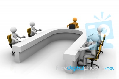 3d Men Sitting At A Round Table And Having Business Meeting Stock Image ...