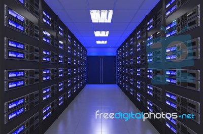 3d Modern Interior Of Server Room Stock Image - Royalty Free Image ID ...