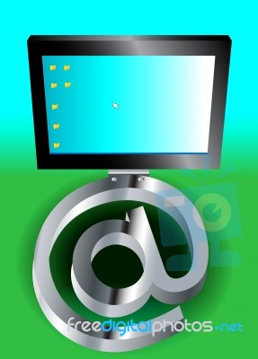 At Sign On Computer Stock Image - Royalty Free Image ID 10050783