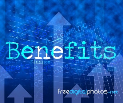 Benefits Word Indicates Reward Words And Wordcloud Stock Image ...