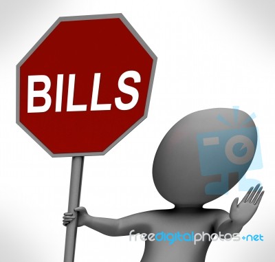 Bills Red Stop Sign Means Stopping Bill Payment Due Stock Image ...
