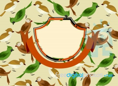 Birds Cartoon With Shield Stock Image - Royalty Free Image ID 100180963