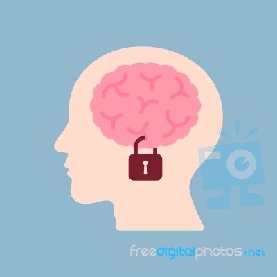 Brain Lock In Human Head Stock Image - Royalty Free Image ID 100376081
