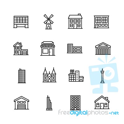 Building Icon Set On White Background Stock Image - Royalty Free Image ...