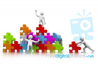 Building Puzzles Together Stock Image - Royalty Free Image ID 100290602