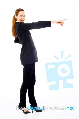 Businesswoman Point Out Stock Photo - Royalty Free Image ID 10041038