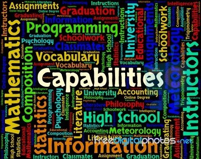 Capabilities Word Means Aptness Ability And Aptitude Stock Image ...