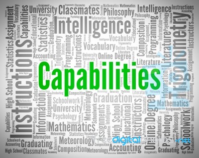 Capabilities Word Means Capacity Adeptness And Competence Stock Image ...