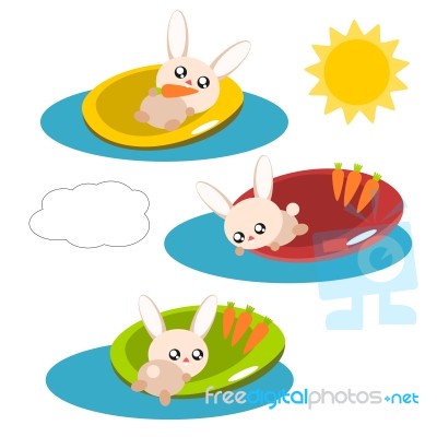 Cartoon Rabbit In The Pool Illustration Stock Image - Royalty Free ...