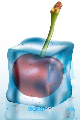 Cherry In Ice Cube Stock Image - Royalty Free Image ID 10039173