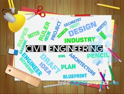 Civil Engineering Means Infrastructure And Building Construction… Stock ...