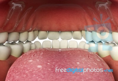 Close Up Of Human Mouth Inner, Oral Health Concept, 3d Rendering… Stock ...