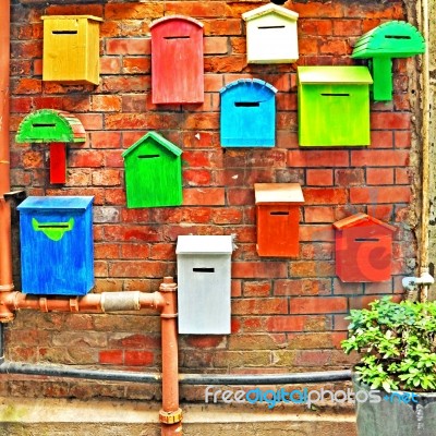 Colorful Mailboxes Stock Image - Royalty Free Image ID 100209932