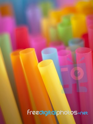 Colorful Of Many Straw Horizontal Stock Photo - Royalty Free Image ID ...