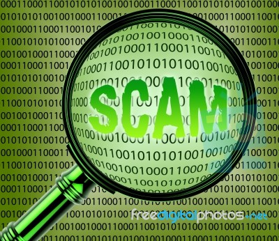 Computer Scam Means Scamming Processor And Magnifying Stock Image ...