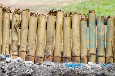 Cooking Rice In Bamboo Stock Photo - Royalty Free Image ID 10032643