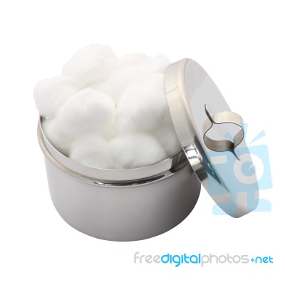 Cotton Wool Container And Cover On White Background Stock Photo ...