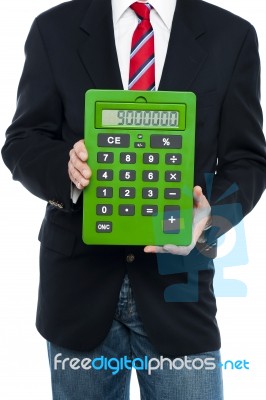 Cropped Image Of Business Guy Holding Calculator Stock Photo - Royalty ...