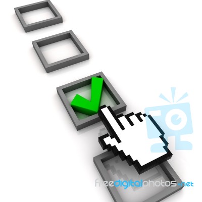 Cursor Indicating Check Box Stock Image - Royalty Free Image ID 10087044