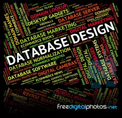 Database Design Indicating Words Computer And Word Stock Image - Royalty Free Image ID 100371199