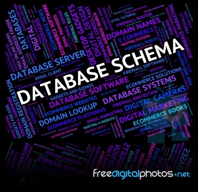 Database Schema Indicates Schemas Charts And Word Stock Image - Royalty ...