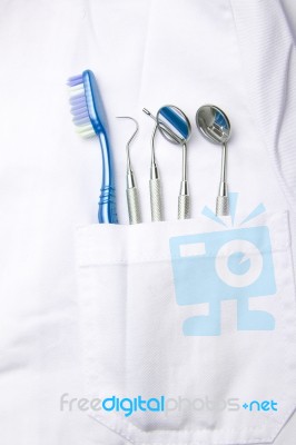 dental tools in dentist pocket Stock Photo - Royalty Free Image ID 10093720