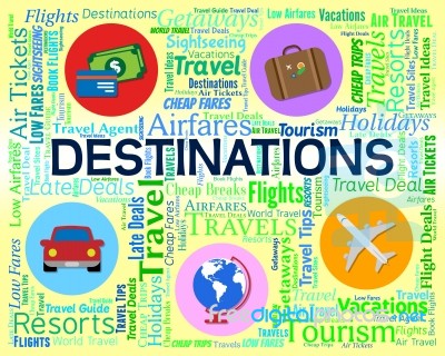 Destinations Word Represents Travelling Location And Country Stock ...