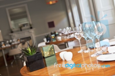 Dining table in restaurant Stock Photo - Royalty Free Image ID 100107996