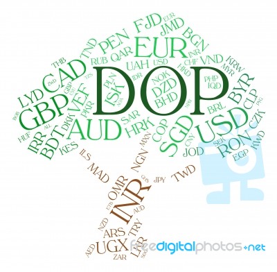 Dop Currency Shows Dominican Republic Peso And Exchange Stock Image ...