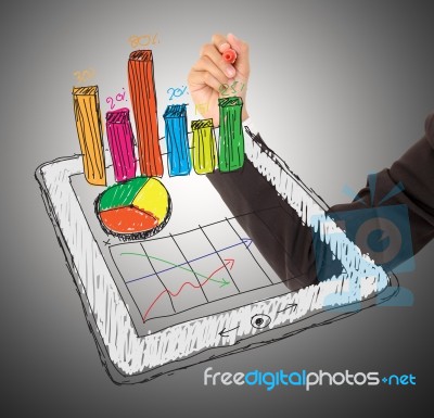 Drawing Chart On Sketchy Tablet Pc Stock Image - Royalty Free Image ID ...