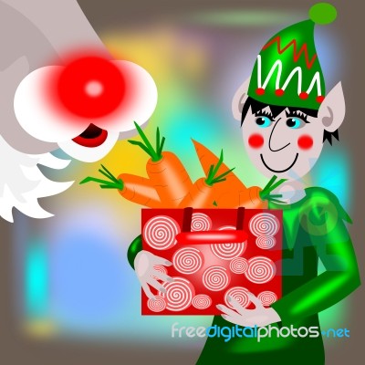 Elf Feeding A Reindeer Stock Image - Royalty Free Image ID 100120725