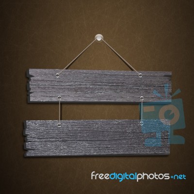 Empty Wooden Sign Hanging Stock Image - Royalty Free Image ID 100166577
