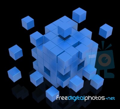 Exploding Blocks Shows Unorganized Puzzle Stock Image - Royalty Free ...