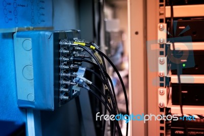 Fiber Optic With Servers In A Technology Data Center Stock Photo ...