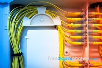 Fiber Optic With Servers In A Technology Data Center Stock Photo ...
