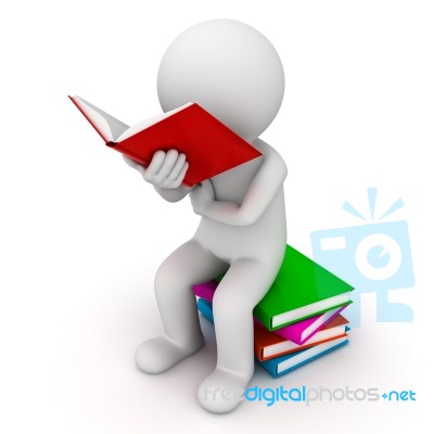 Figure Sitting And Reading Book Stock Image - Royalty Free Image ID ...