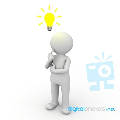 Figure Thinking With Idea Bulb Stock Image - Royalty Free Image ID ...