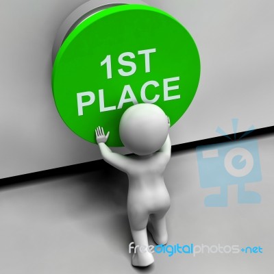 First Place Button Shows 1st Place And Winner Stock Image - Royalty ...