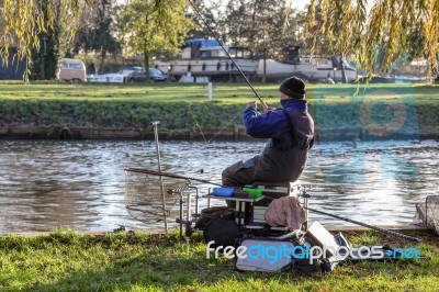 Fishing The River Great Ouse Ely Stock Photo - Royalty Free Image ID ...