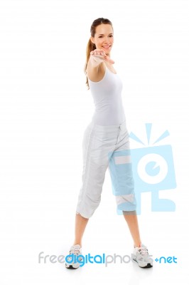 Fit Woman Arms Out Stock Photo - Royalty Free Image ID 10038335