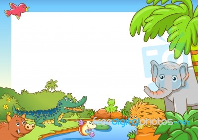 Frame With Cute Animals Stock Image - Royalty Free Image ID 100174527