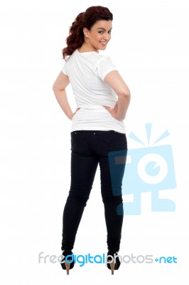 Girl Looking Back Over Shoulder Stock Photo - Royalty Free Image ID ...