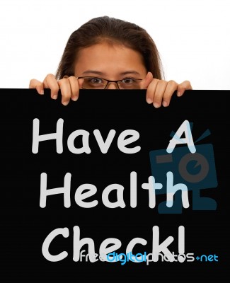 Girl Showing Health Check Up Board Stock Photo - Royalty Free Image ID ...