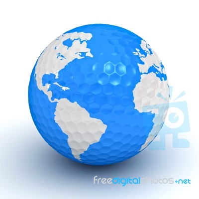 Golf Ball With Globe Map Stock Image - Royalty Free Image ID 10083131