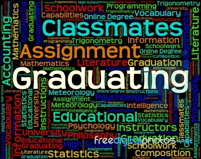 Graduating Word Indicating Diploma Qualification And Text Stock Image ...