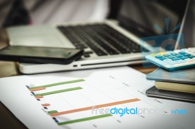 Graph Laptop Vintage Stock Photo - Royalty Free Image ID 100568834