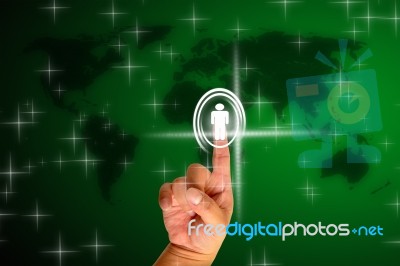 Hand And Button Stock Image - Royalty Free Image ID 10075097